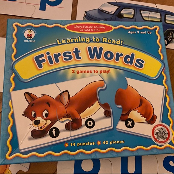 Toys | Learning To Read First Words Puzzle Front Pictures Reverse Side ...